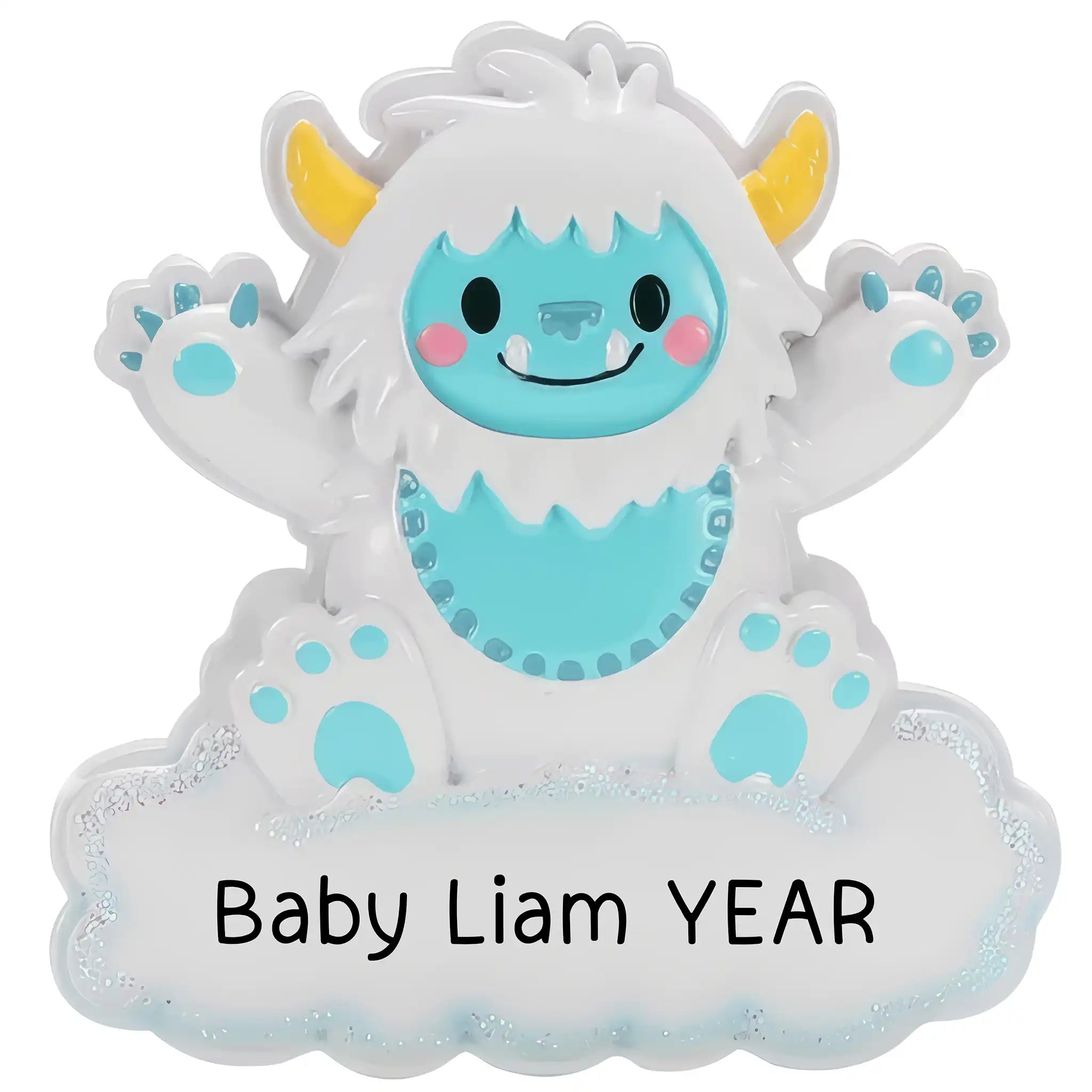 Personalized Blue Baby Yeti Boy Christmas Ornament | Holiday Decor ...